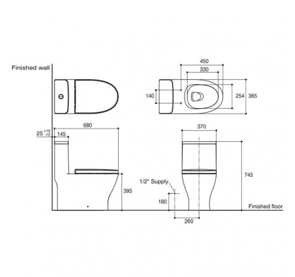 Kohler Reach Up 1pc Dual Flush (2.6/4) Toilet with Slim Seat