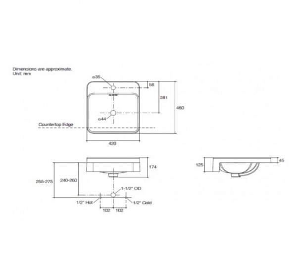 Kohler Forefront 18" Square Semi-Recessed Lavatory