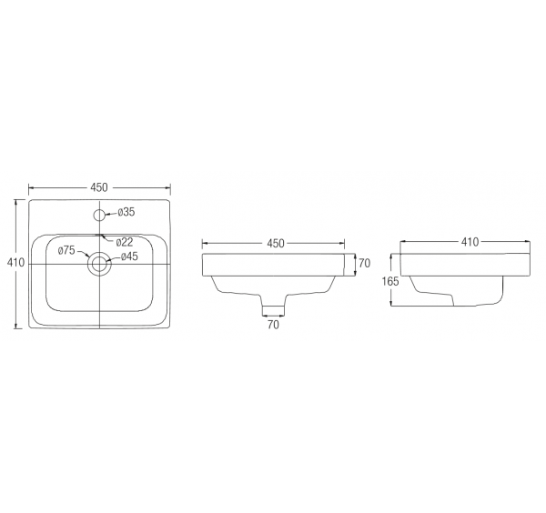 Johnson Suisse 121WW Gemelli Rectangular 450 Semi-Insert Basin