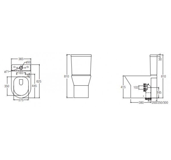 Johnson Suisse Treviso Close Coupled WC 150/250mm S Trap