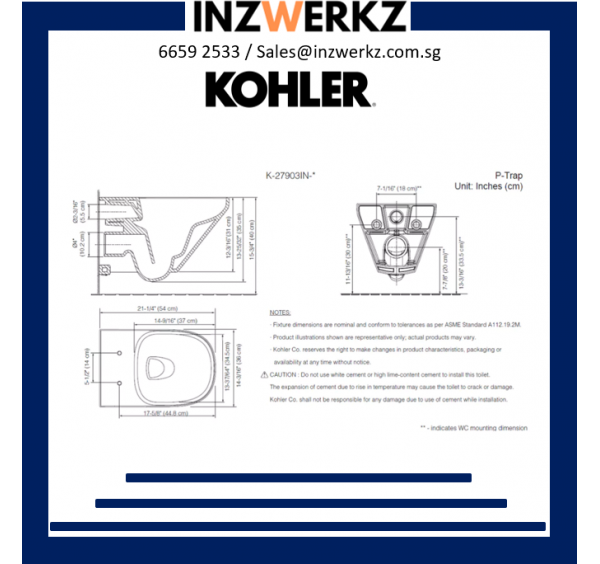 Kohler MODERN LIFE Edge Wall Hung WC Promotion Bundle Set (Chrome Plate)